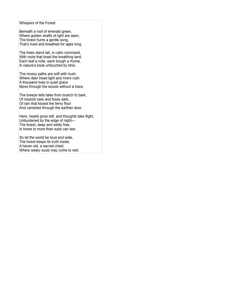 Whispers of the Forest Poem | PDF