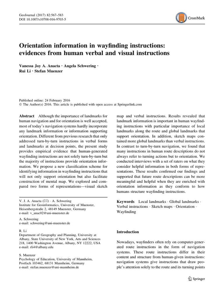 Orientation Information in Wayfinding Instructions Evidences From Human ...