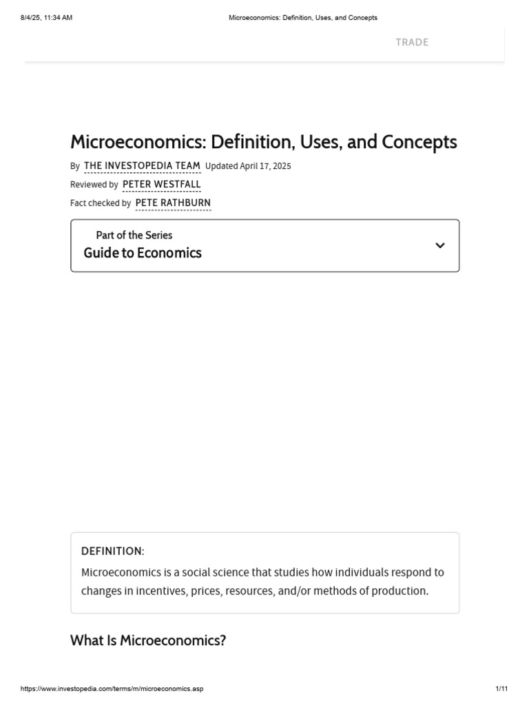 Microeconomics - Definition, Uses, and Concepts | PDF | Microeconomics ...
