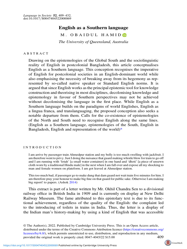 English As A Southern Language | PDF | Epistemology | English Language