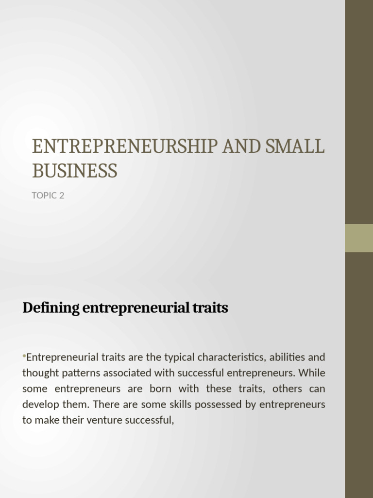 Topic 2-Entrepreneurship and Small Business Management - Copy-1 | PDF ...
