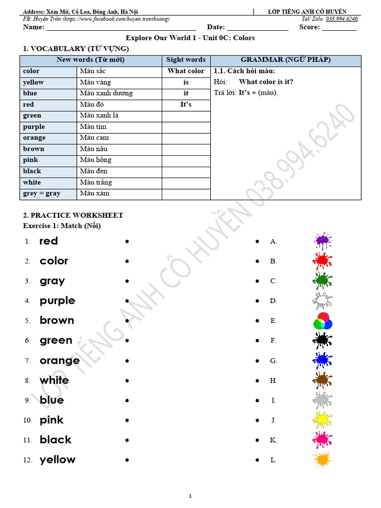 EOW1 Level 1 U0C Colors | PDF