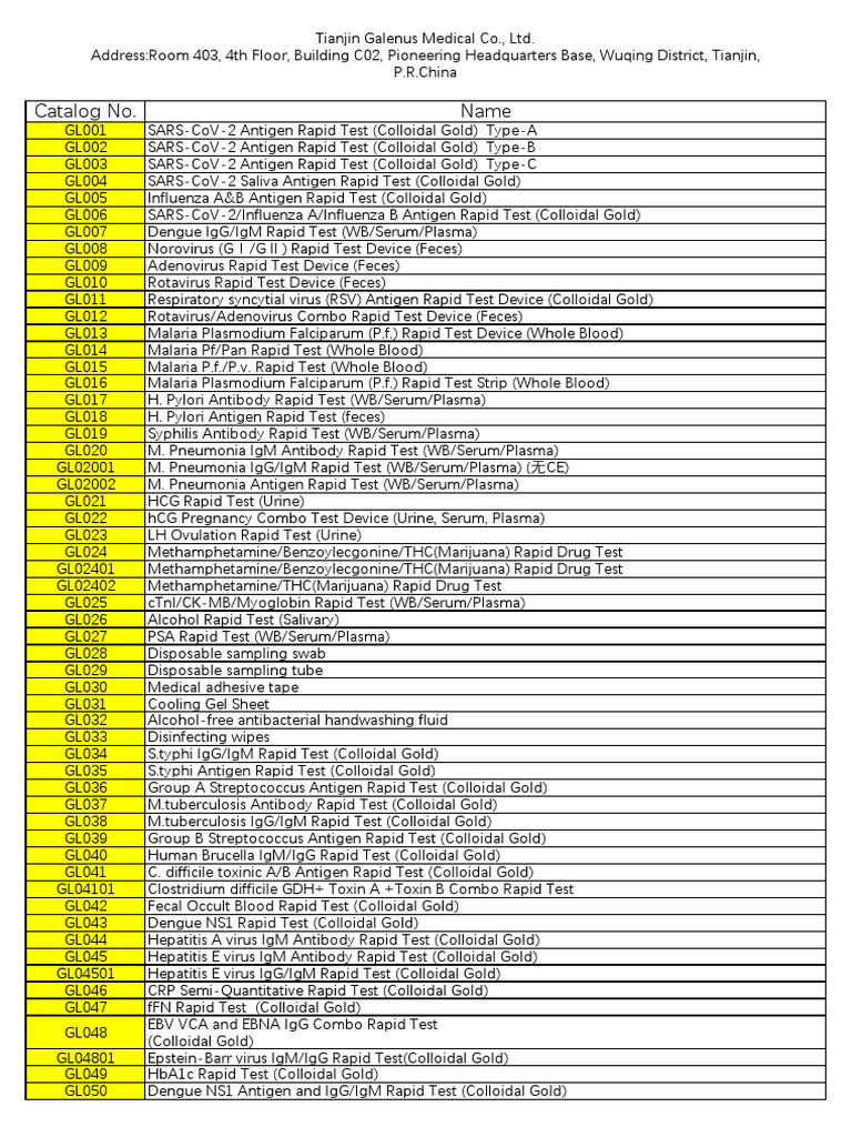 Galenus Rapid Test Catalog-99 | PDF | Blood Plasma | Antibody