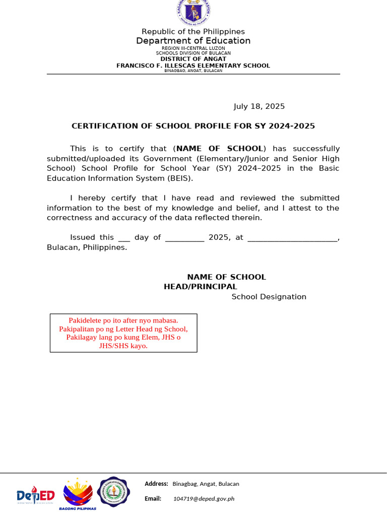 Beis 2024-2025 School Certification (1) | PDF