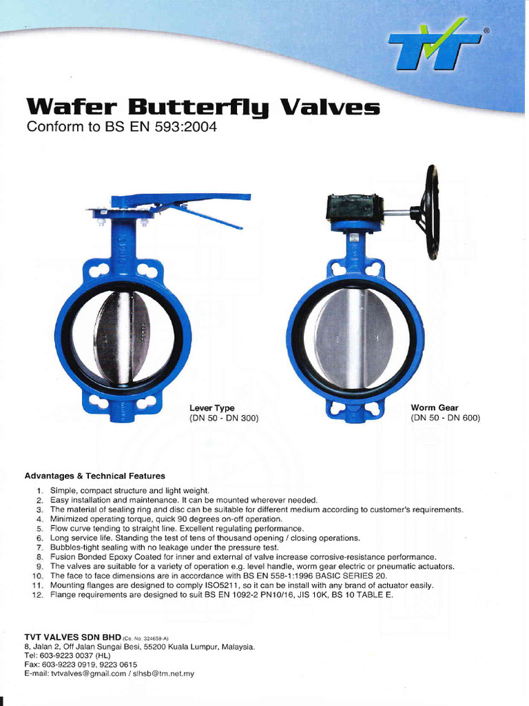 Wafer Type Butterfly Valves Overview | PDF | Valve | Mechanical Engineering