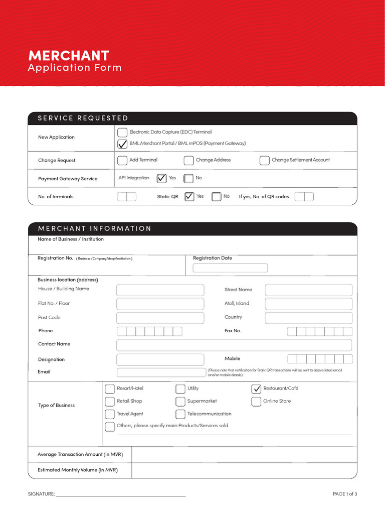 BML Merchant Application Overview | PDF | Identity Document | Point Of Sale