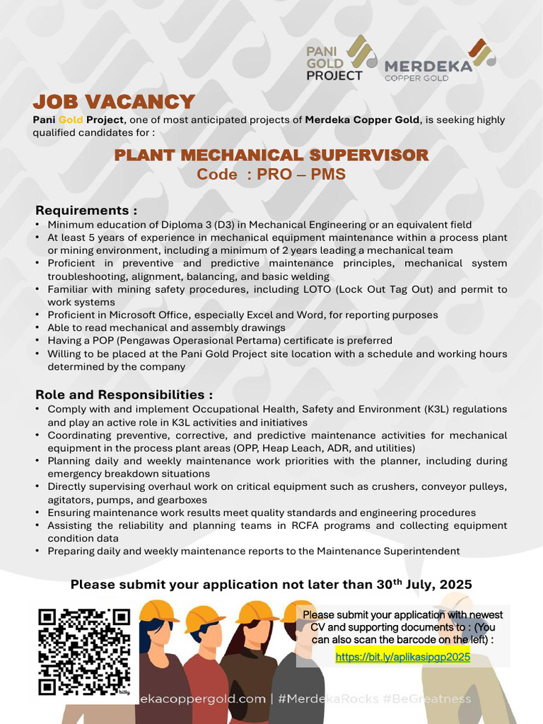 Plant Mechanical Supervisor Vacancy | PDF | Safety