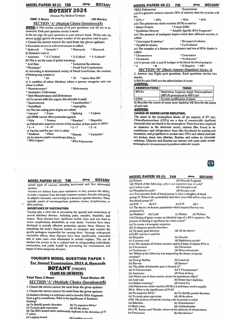 Botany 10yr Mcqs | PDF
