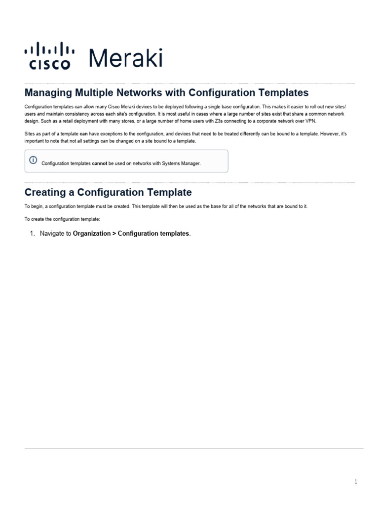 Managing Multiple Networks With Configuration Templates | PDF | Ip ...