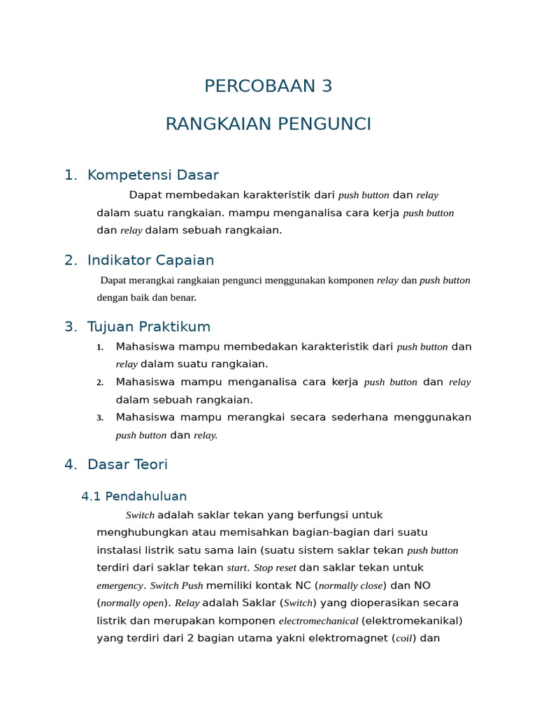 Rangkaian Pengunci dengan Push Button | PDF