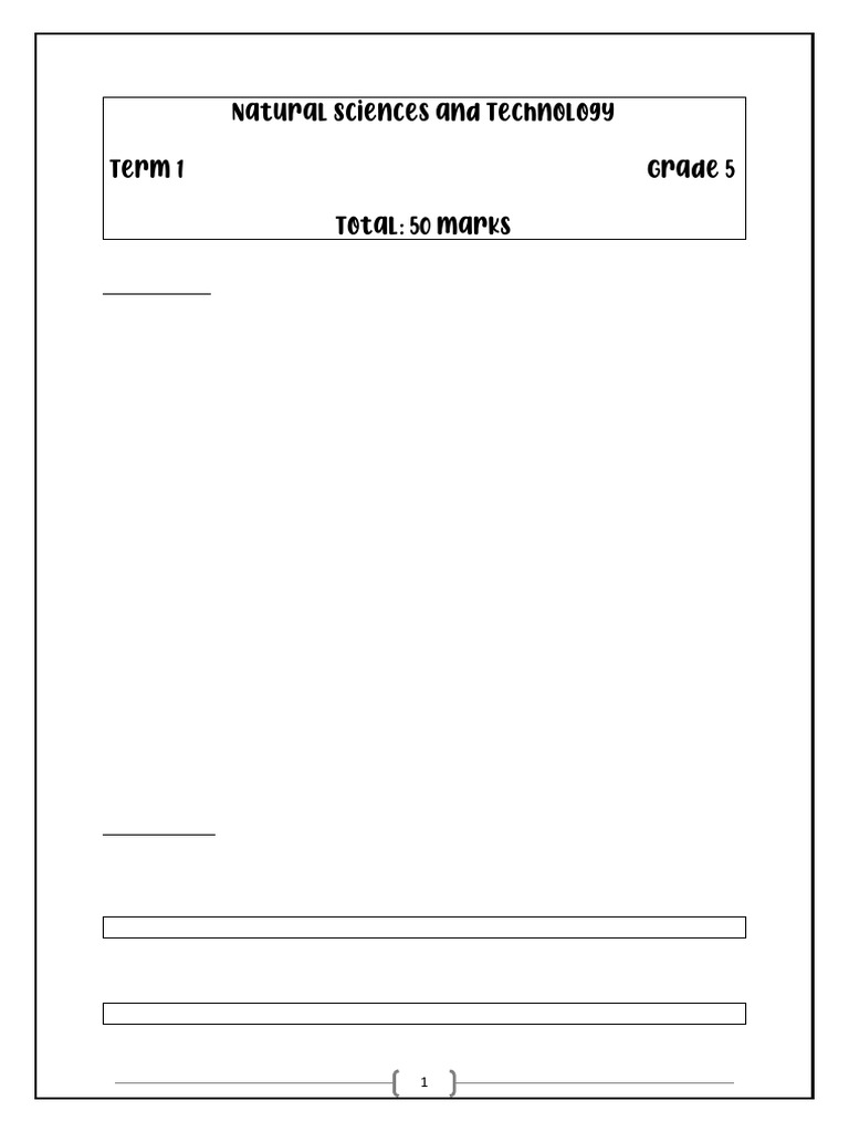 Grade 5 Natural Science Term 1 Exam | PDF | Zoology
