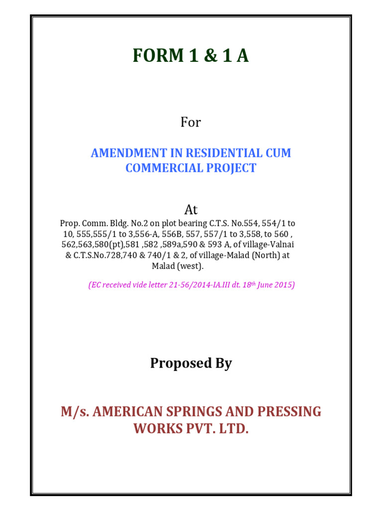 EIA Form 1 & 1A | PDF | Surface Runoff | Waste