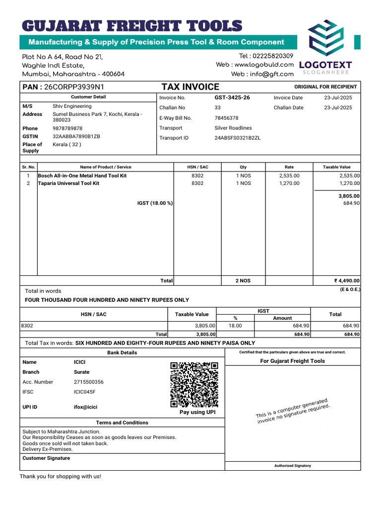A4 S2 GST Invoice Format | PDF | Government | Government Of India