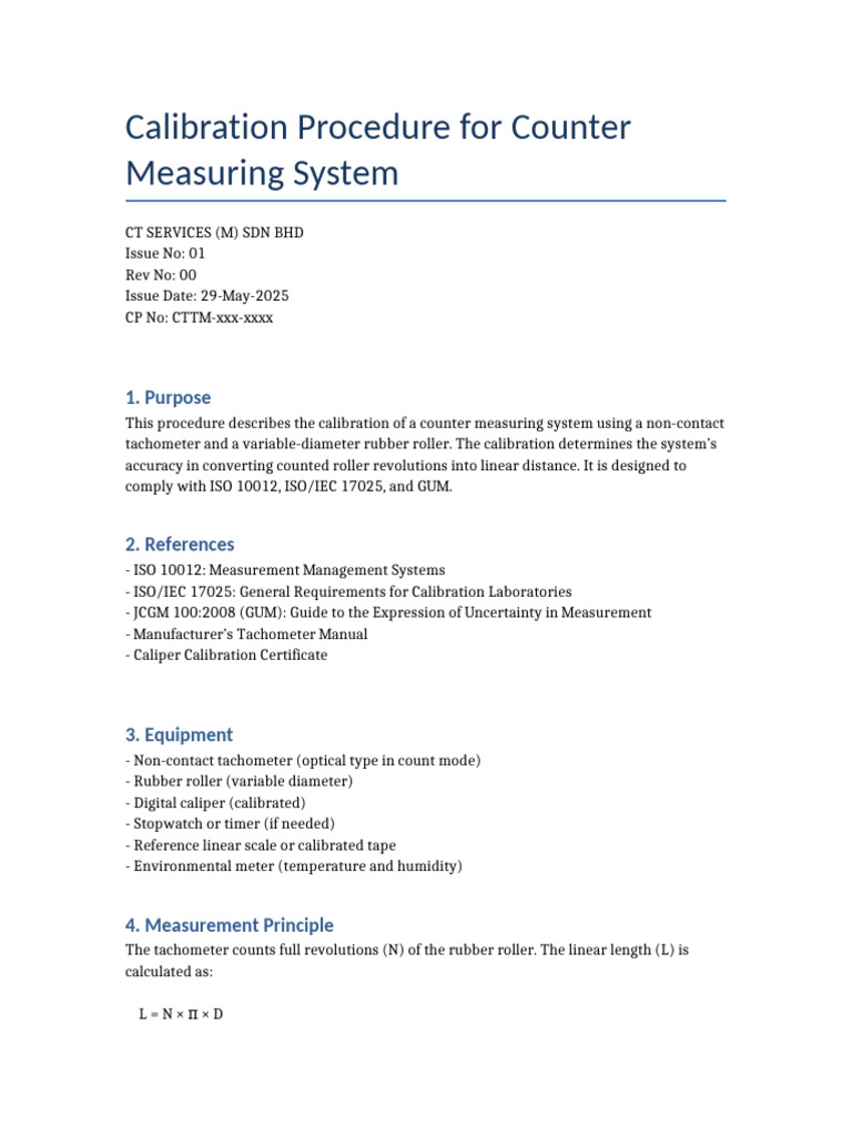 Tachometer Calibration Procedure | PDF | Calibration | Uncertainty
