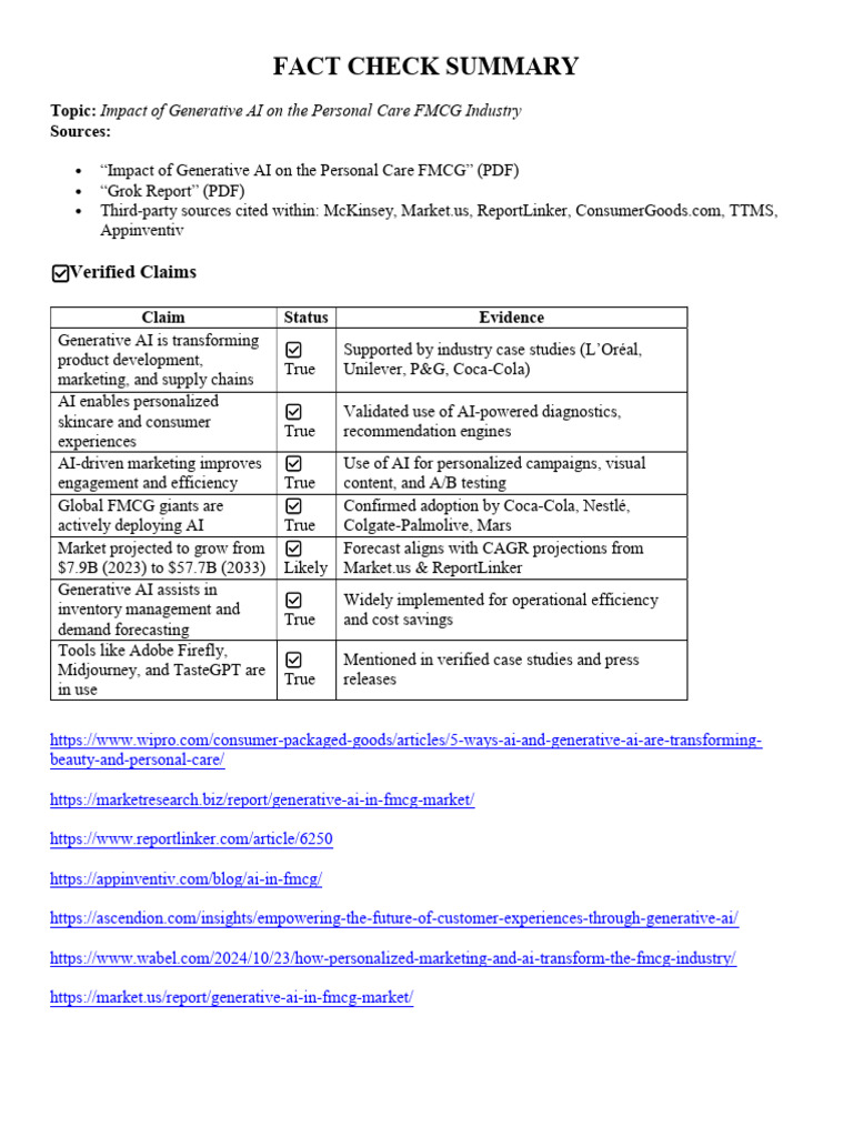 FACT CHECK SUMMARY - AI Generated Tools | PDF | Artificial Intelligence ...
