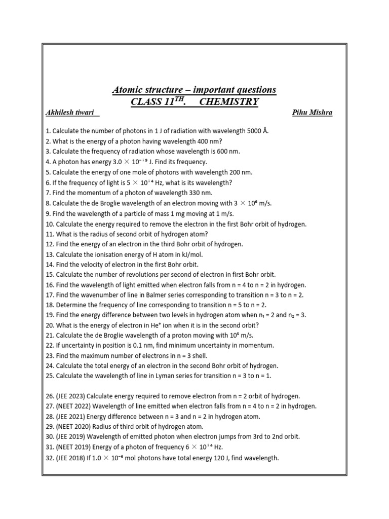 Atomic Structure Assignment | PDF | Electron | Atoms