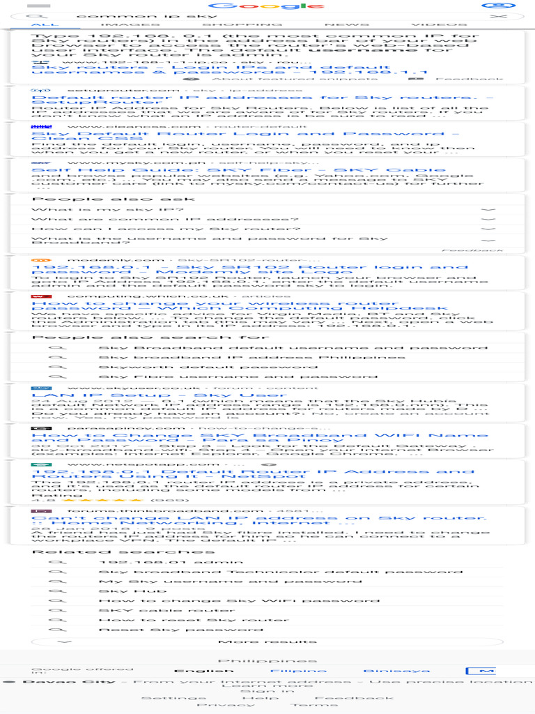 Common Ip Sky - Google Search | PDF | Router (Computing) | Ip Address