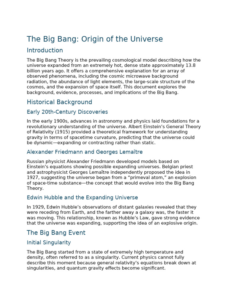 Big Bang Theory: Universe's Origin Explained | PDF | Big Bang | Universe