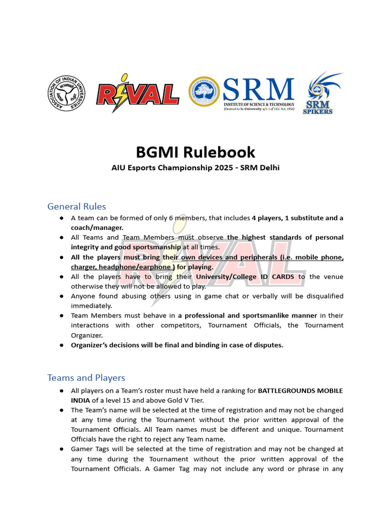 BGMI Esports Championship 2025 Rules | PDF | Mobile App | Google Play