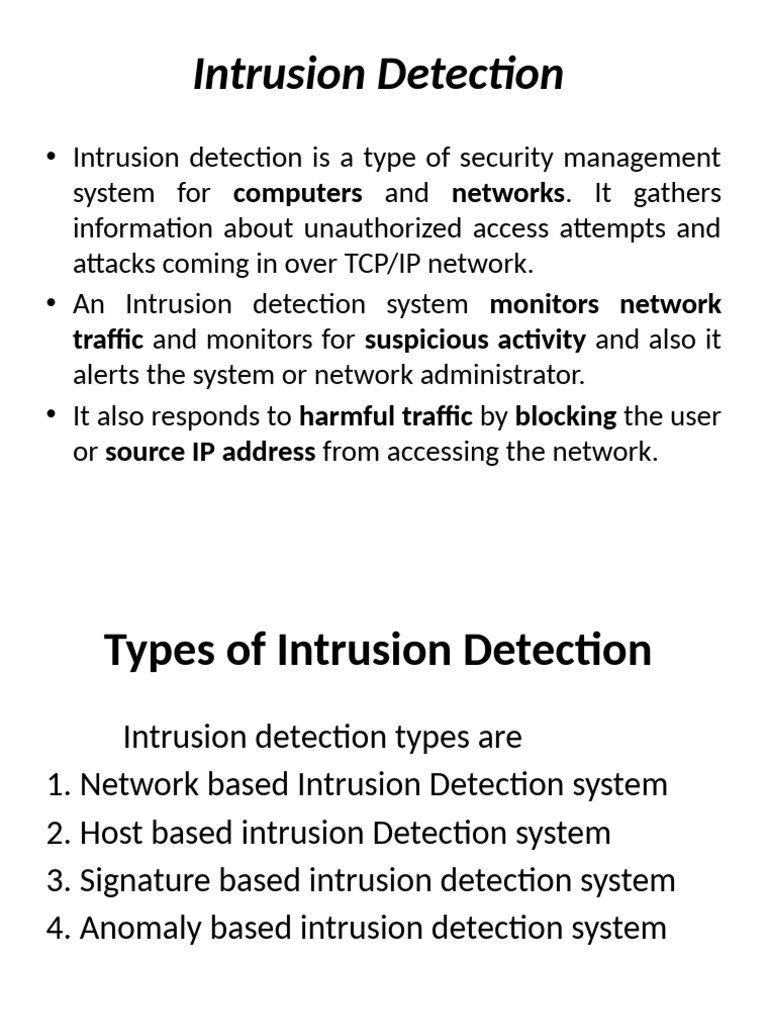 Intrusion Detection Systems Overview | PDF | Computer Network ...
