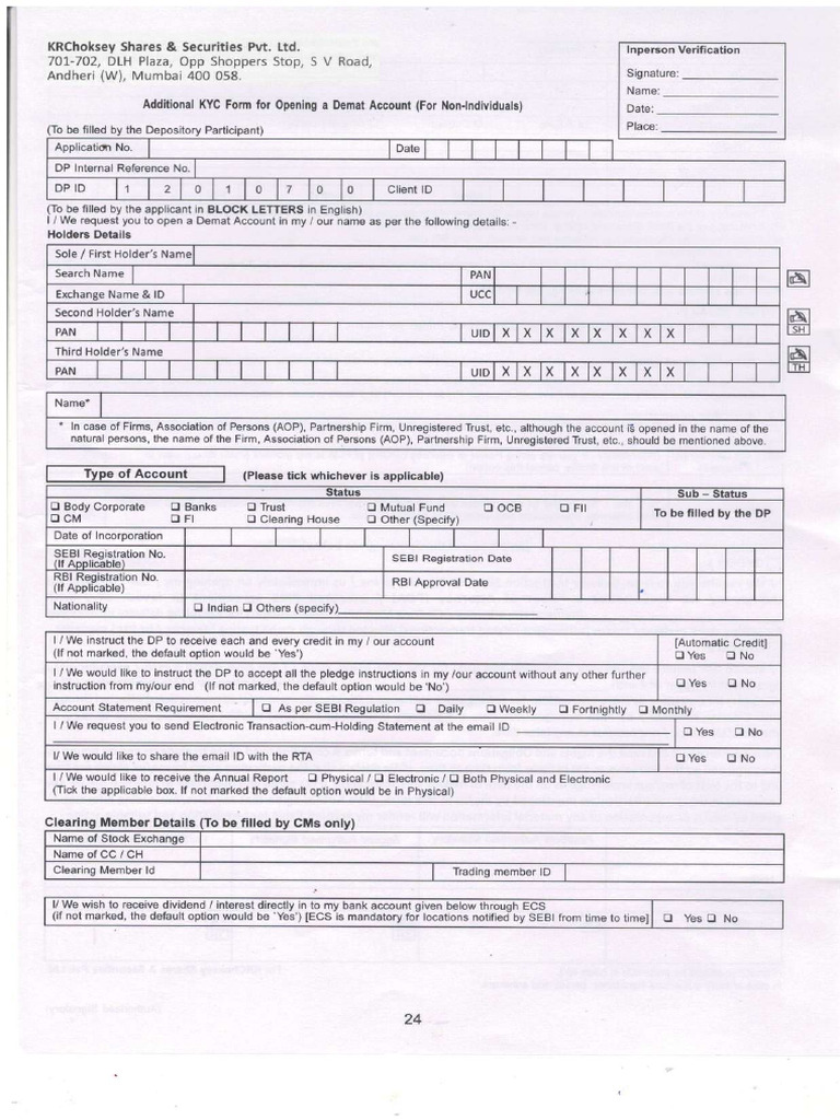 Non Individual Kyc DP Page - For Corp | PDF