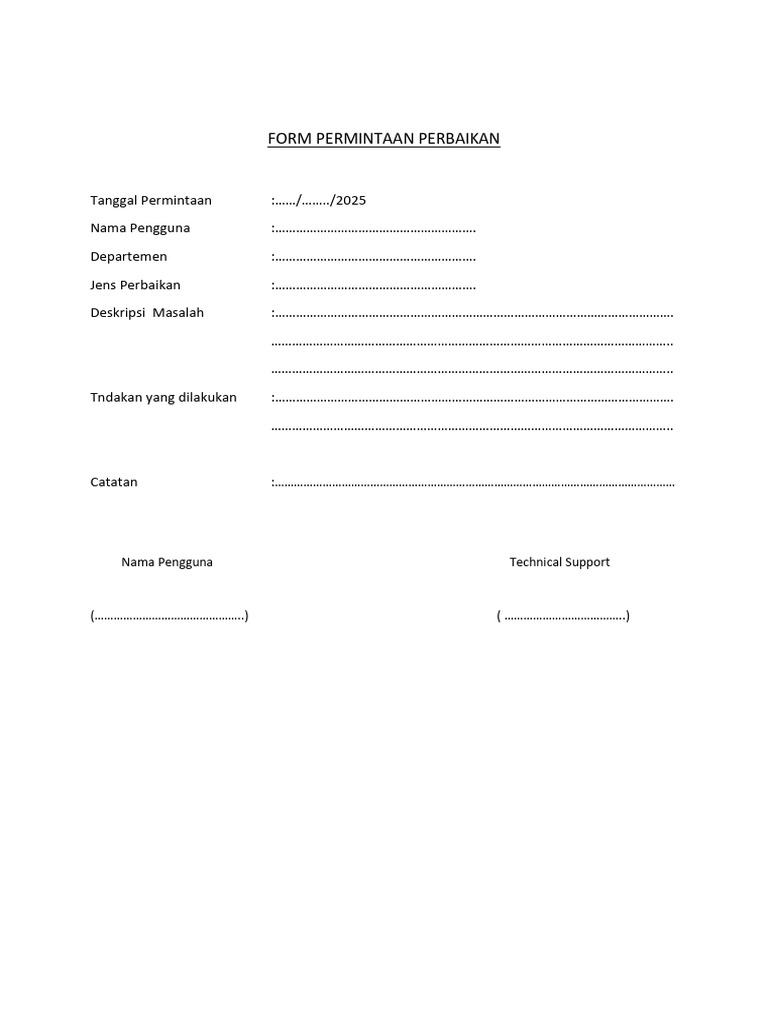 Form Permintaan Perbaikan | PDF