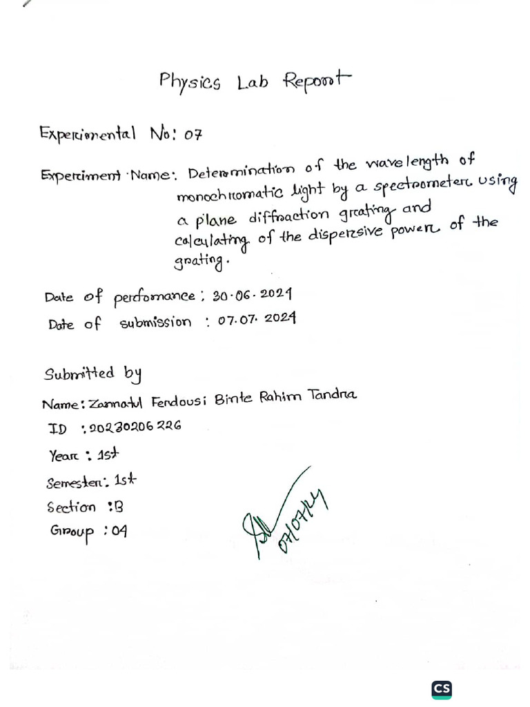 Phy Lab 7 | PDF