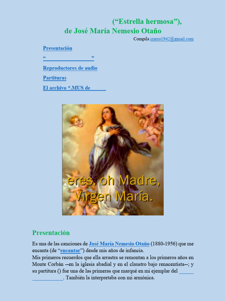 000a3 - A María Inmaculada ("Estrella Hermosa"), de JM. Nemesio Otaño ...