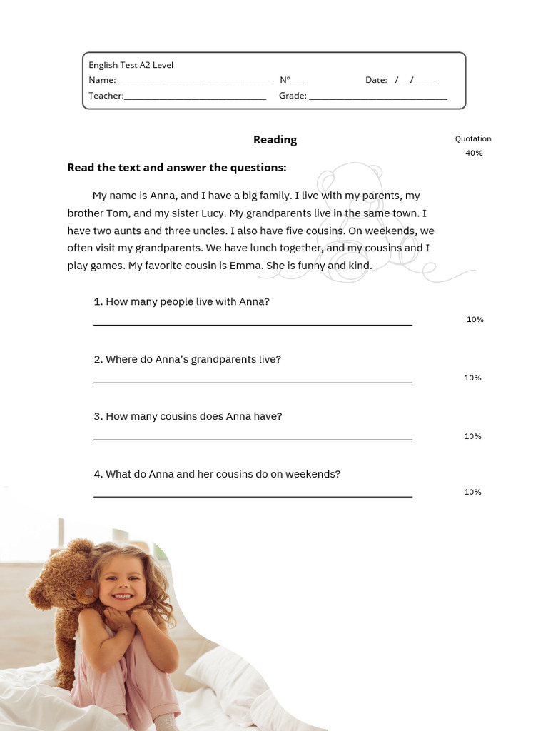 A2 English Family Test PDF | PDF | Linguistics