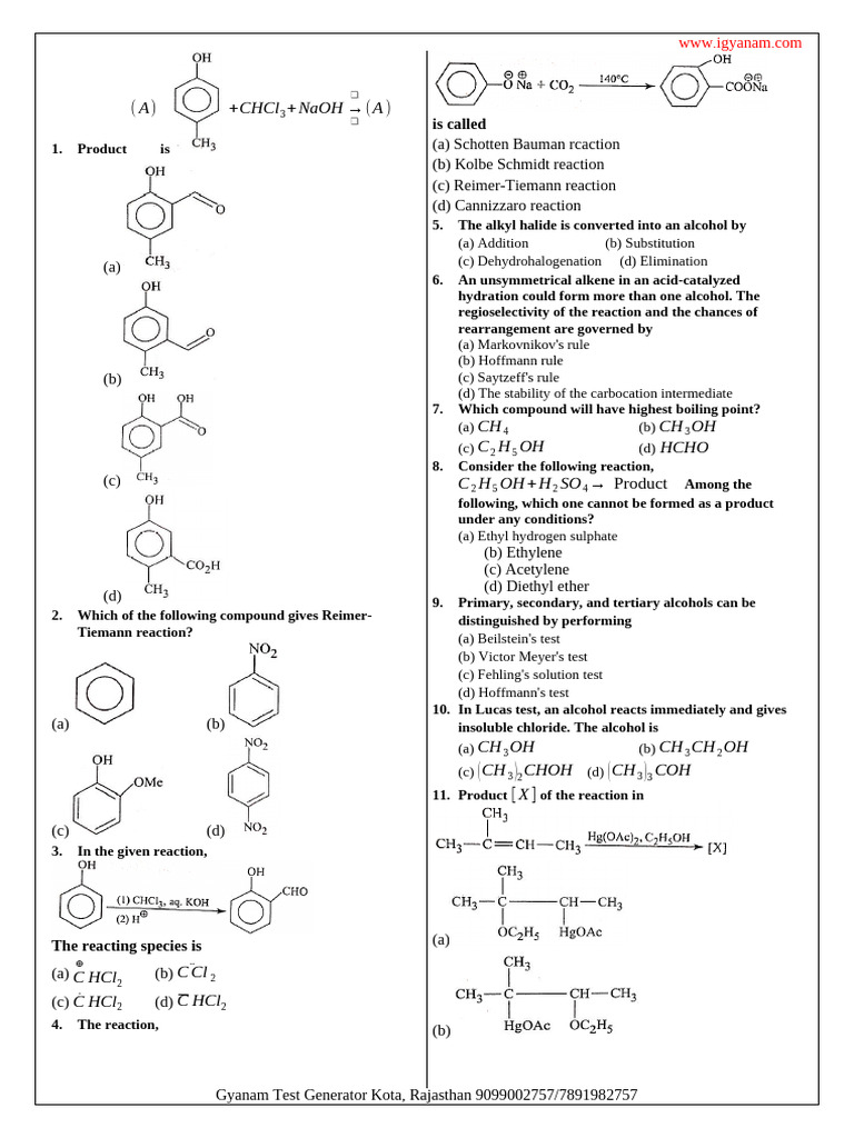 Alcohol, Phenol and Ethers (Hard) | PDF | Ether | Organic Chemistry