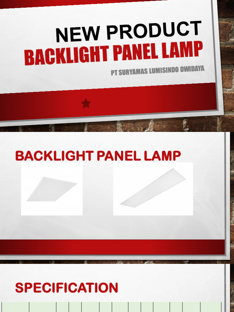 40W Backlight Panel Lamp Specifications | PDF