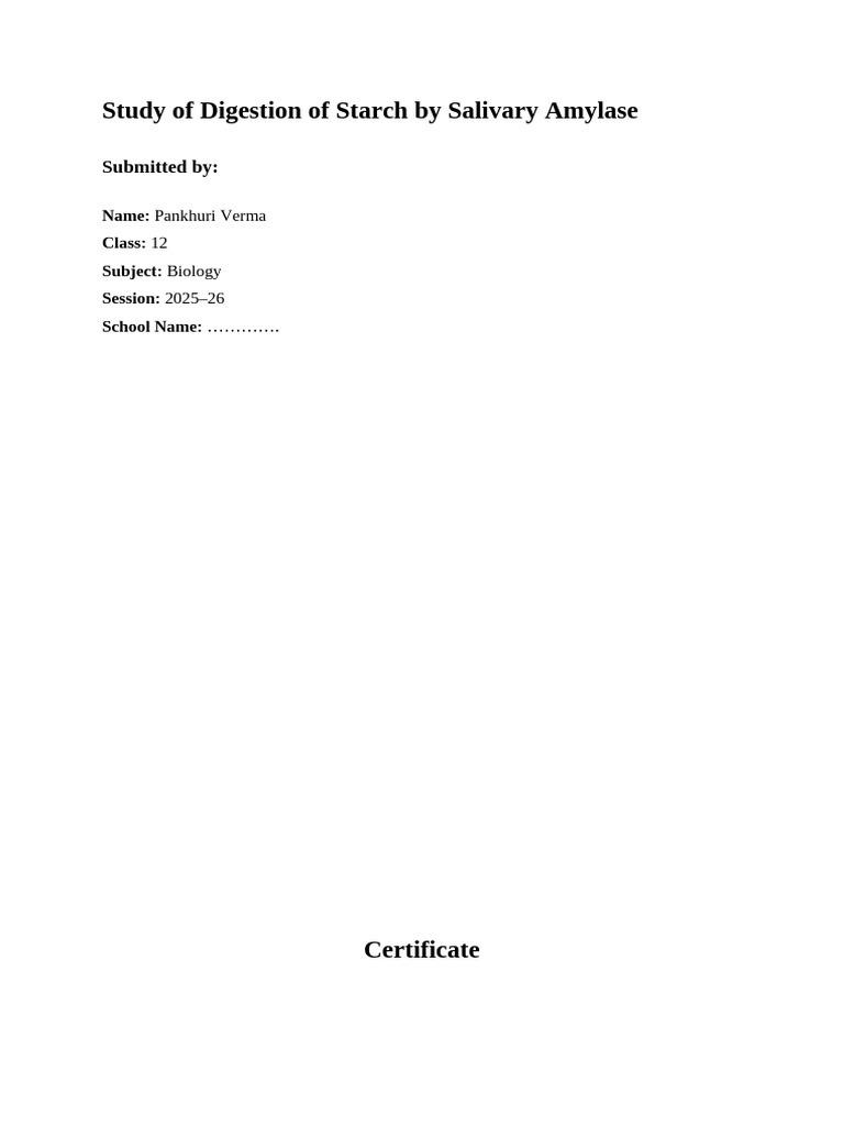 Study of Digestion of Starch by Salivary Amylase | PDF | Digestion ...