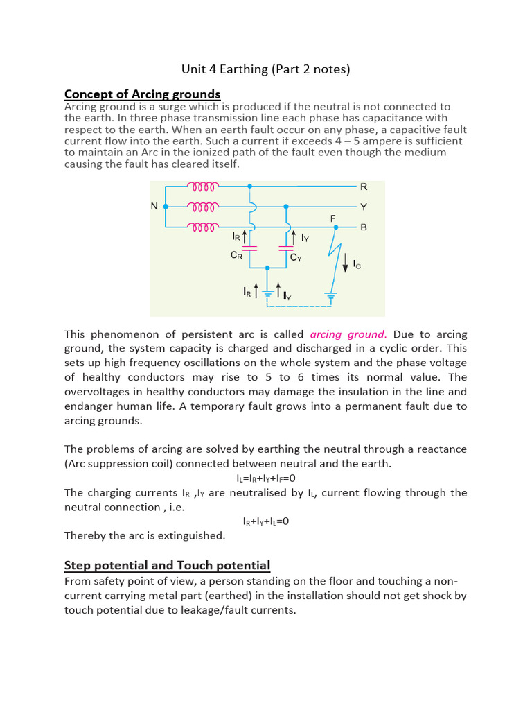 Unit4 - Earthing (Part 2 Notes) | PDF | Electric Arc | Power Engineering