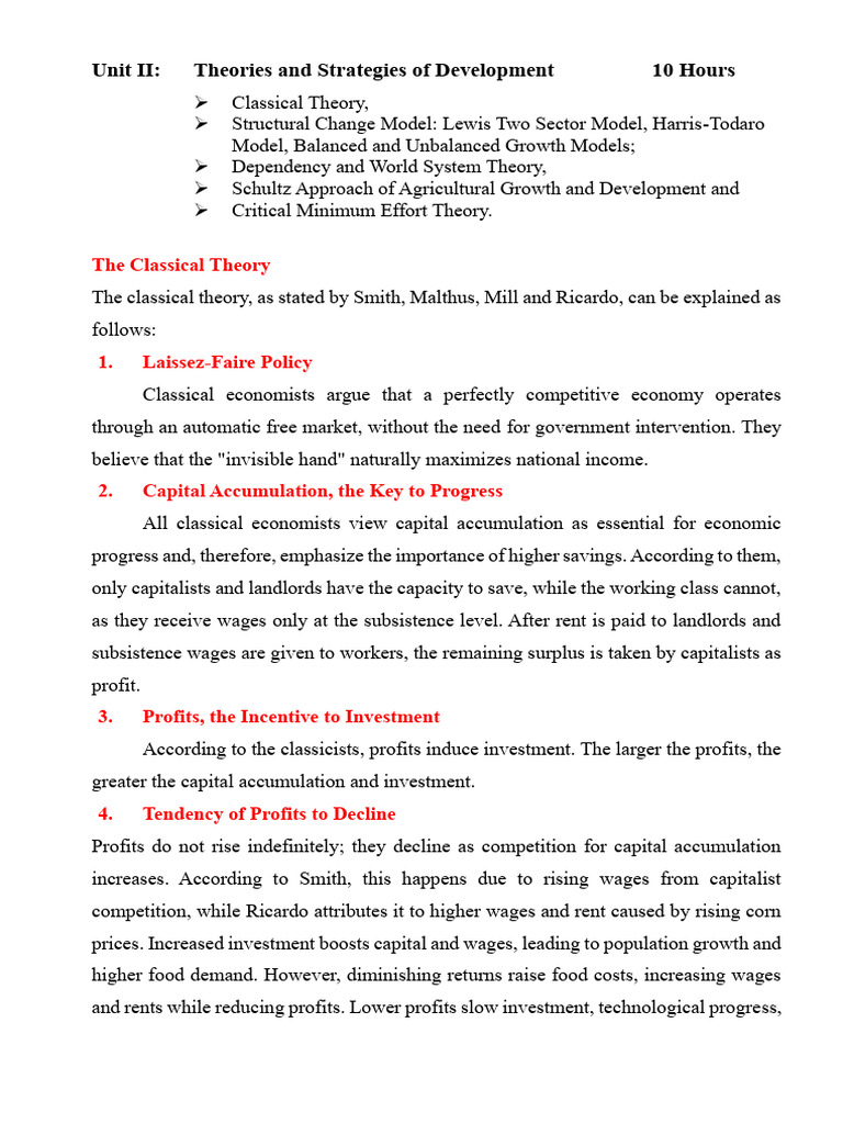Classical Theory and Lewis Two Sector Model-2 | PDF | Labour Economics ...