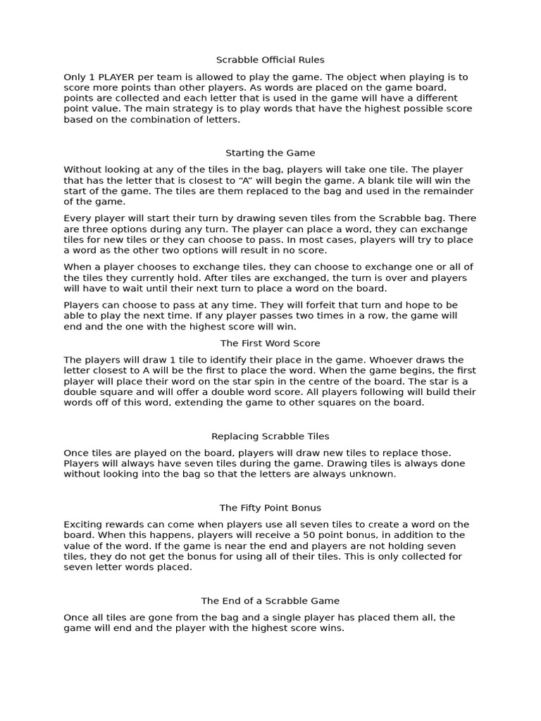 Scrabble Official Rules | PDF | Languages | Foreign Language Studies
