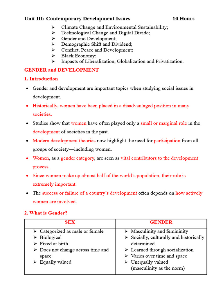 Gender's Role in Sustainable Development | PDF | Gender | Gender Studies