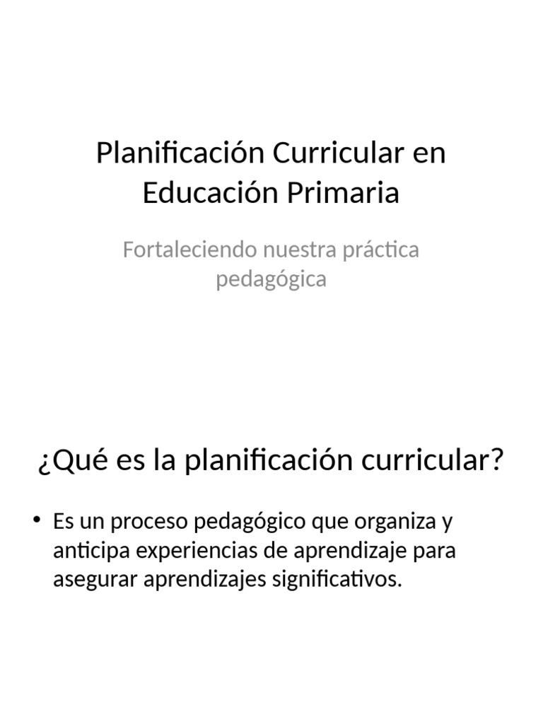 Planificación Curricular en Primaria | PDF