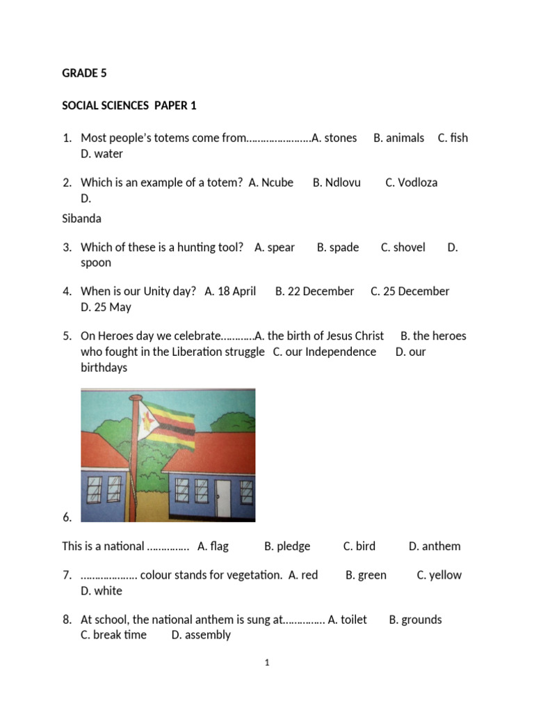 Grade 5 Social Sciences Quiz | PDF