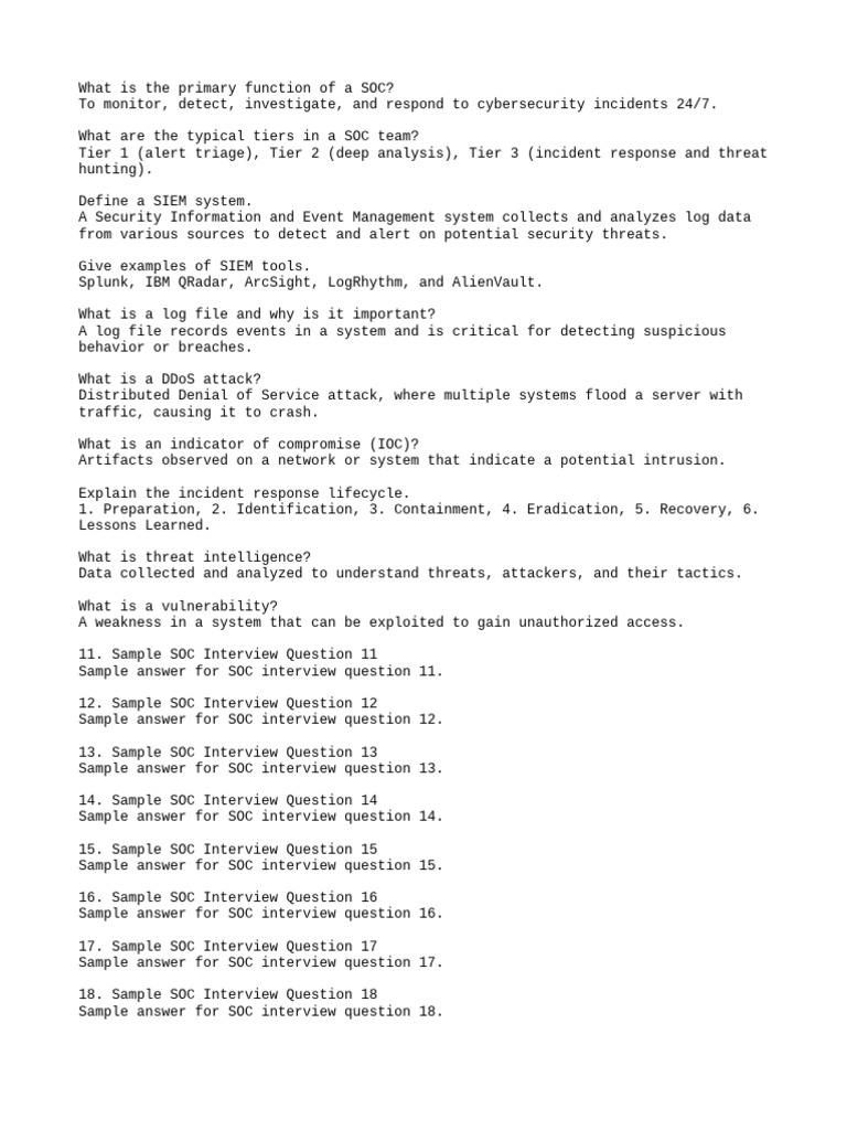 100 Real SOC Interview Questions and Answers | PDF | Cyberspace | Cybercrime