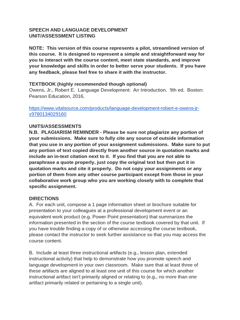2 Speech And Language Development Pdf Speech Syntax