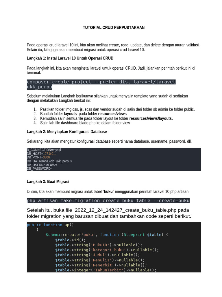 Tutorial CRUD Laravel 10 Perpustakaan | PDF