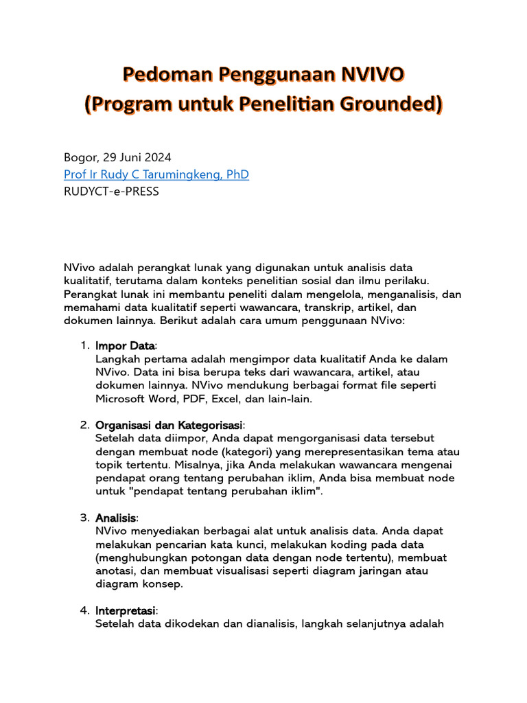Pedoman Penggunaan NVIVO | PDF