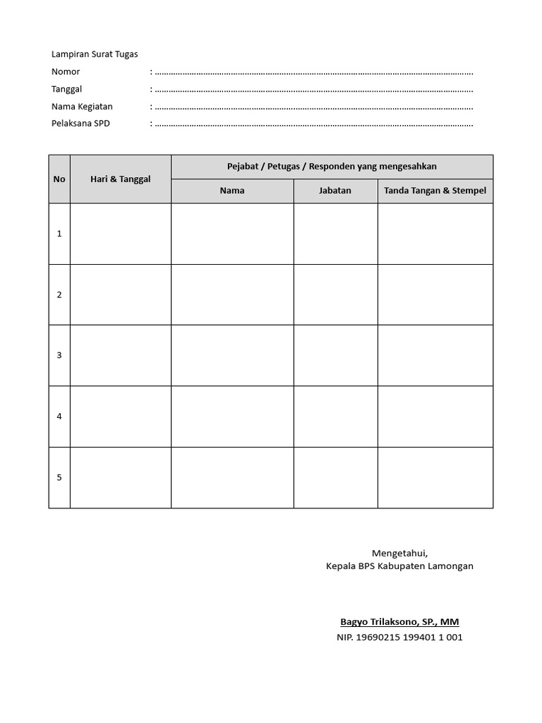 Surat Tugas BPS Lamongan 2023 | PDF