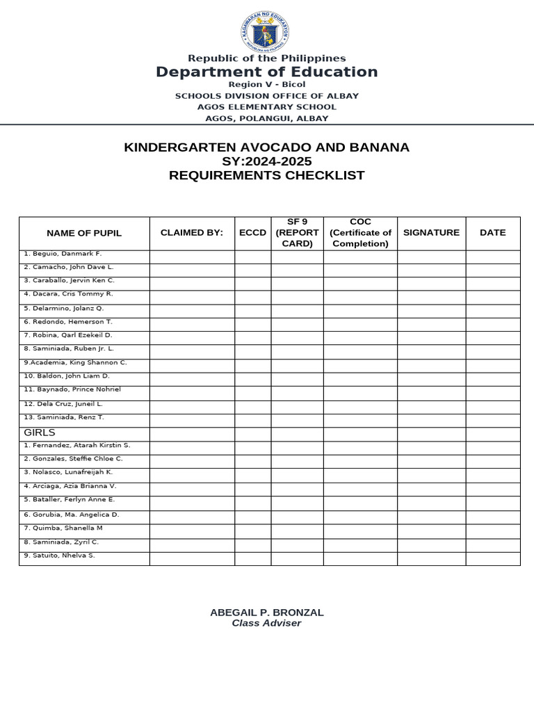 Requirements Checklist (SF9,ECCD,COC) | PDF | Chess Theory | Chess Openings