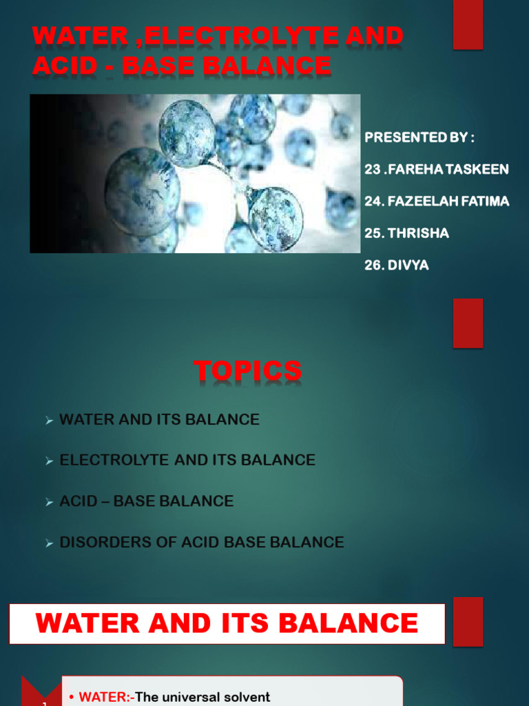 Water Electrolyte and Acid,-Base Balance | PDF | Buffer Solution ...