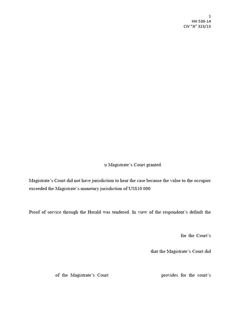 Masango V Mugari HH 536-14 | PDF | Appeal | Jurisdiction