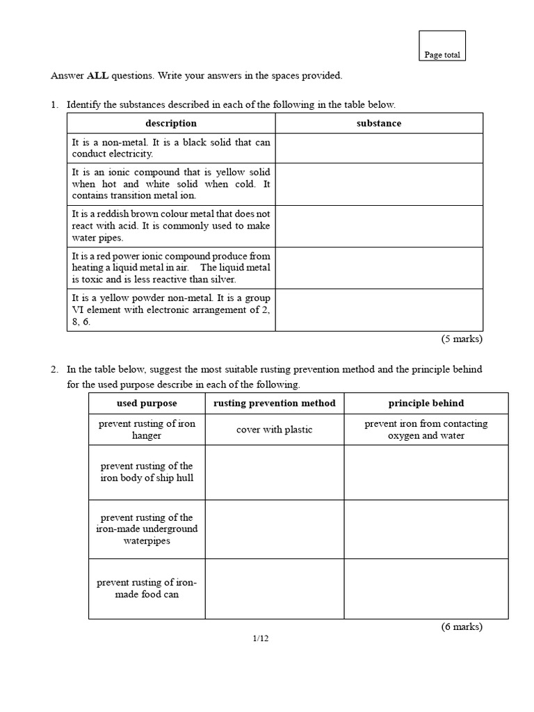 2324 Chem-F4-Ex1-P1b-Q | PDF | Rust | Iron