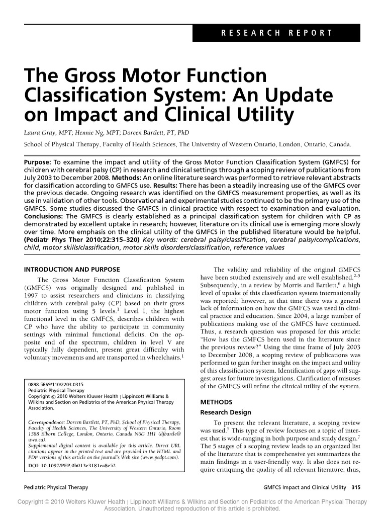 Gross Motor Function Classification Syst | PDF | Physical Therapy ...