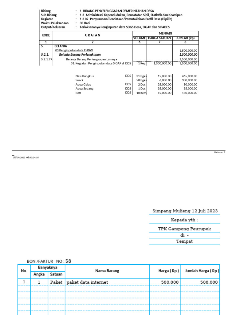 Penginputan Data EHDW | PDF