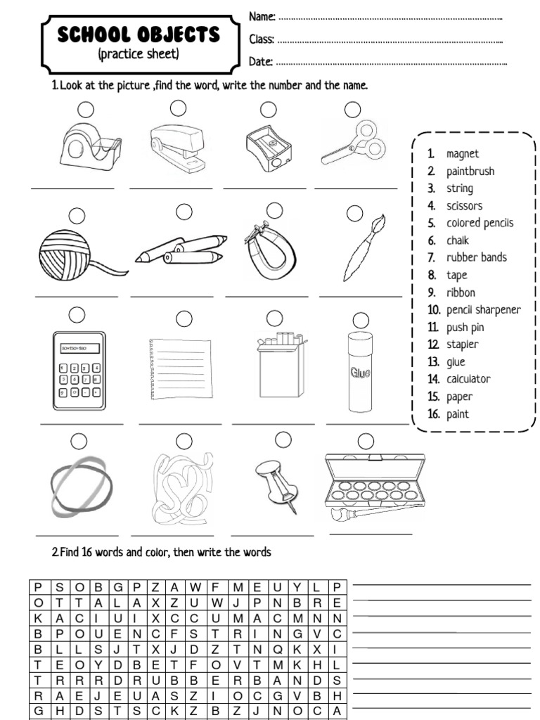 Classroom Objects (Practice Exercises) | PDF